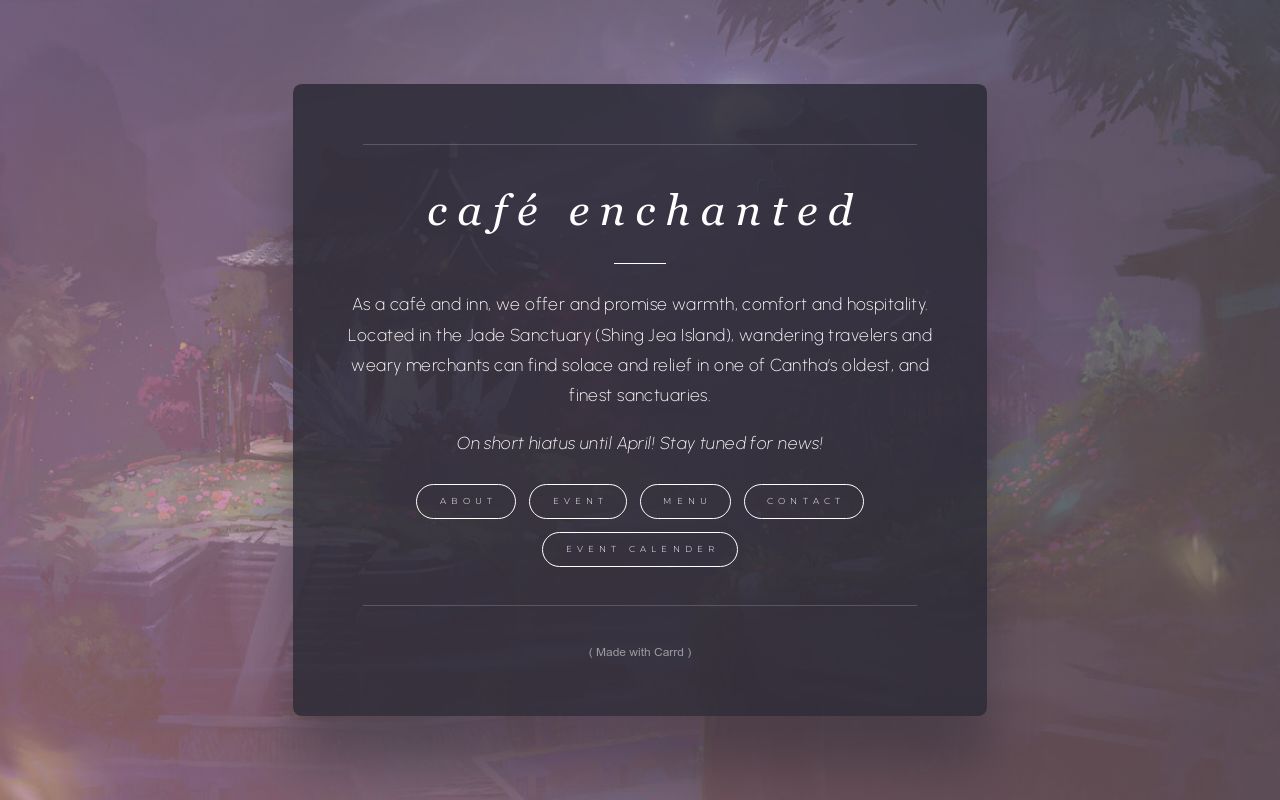 Café Enchanted Menu